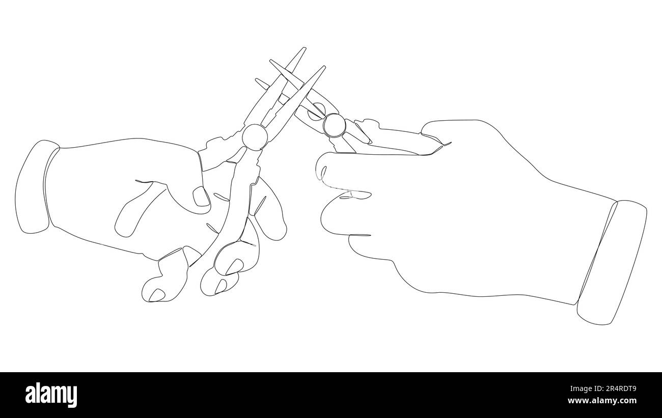 One continuous line of Pliers, Tongs. A hand tool used to hold objects ...