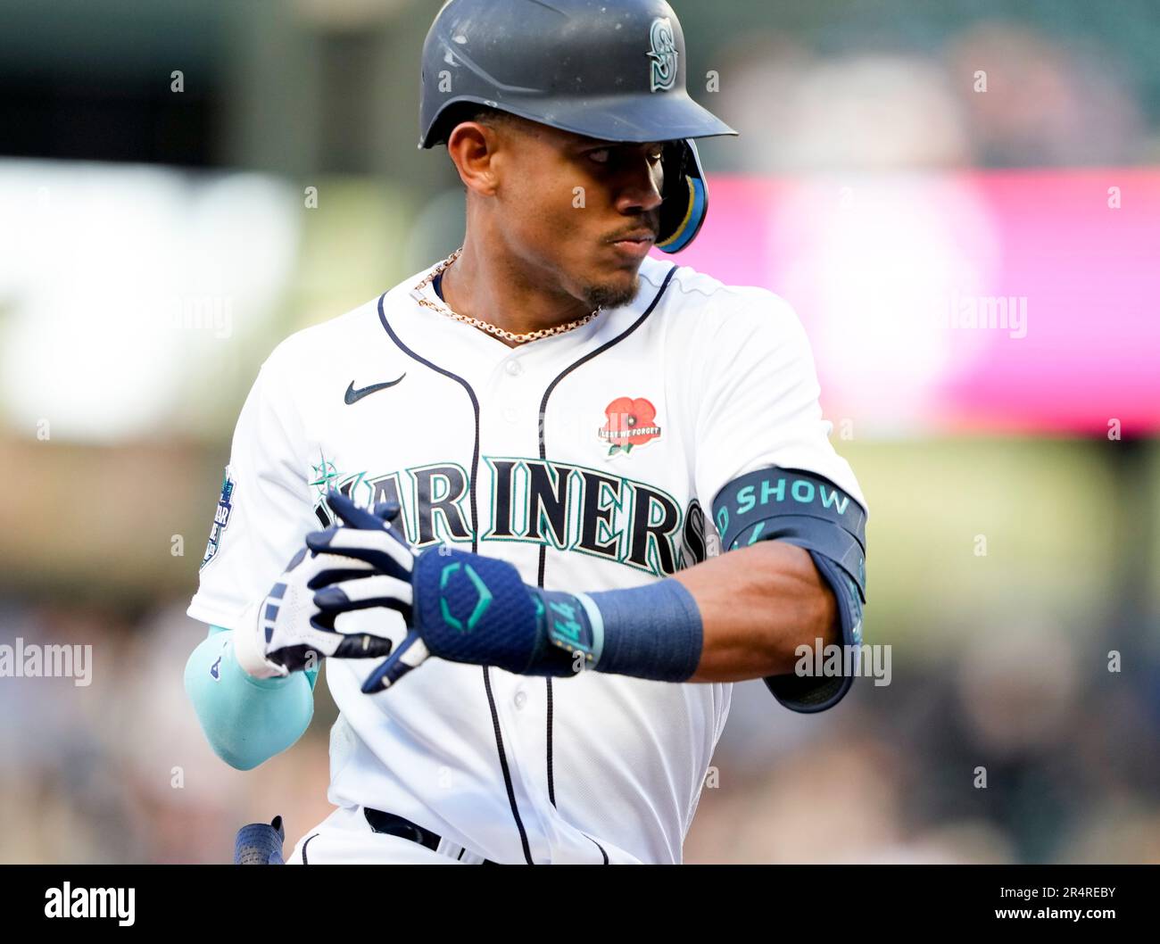 Seattle Mariners' Julio Rodriguez runs the bases after hitting a home ...