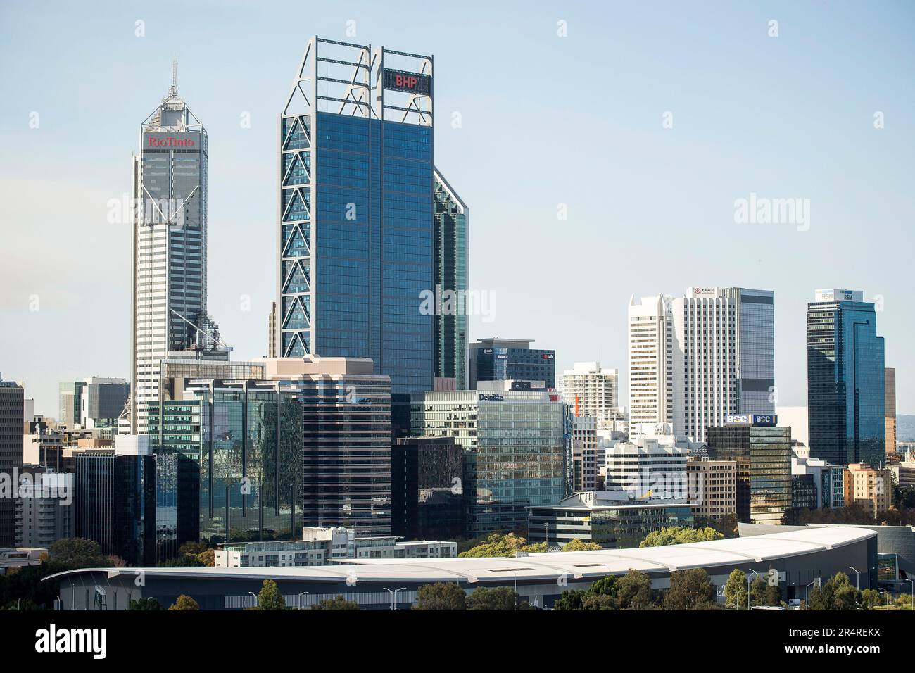 Perth, Australia. 18th May, 2023. The Rio Tinto and BHP buildings can ...