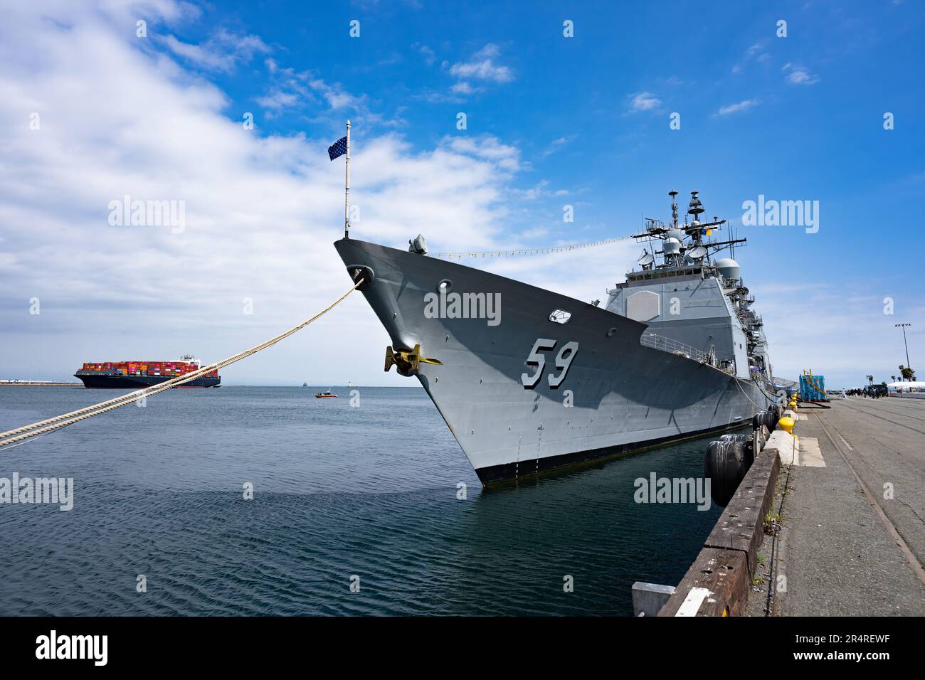 Navy Ship USS PRINCETON (CG-59) docked in the Port of Los Angeles Stock ...