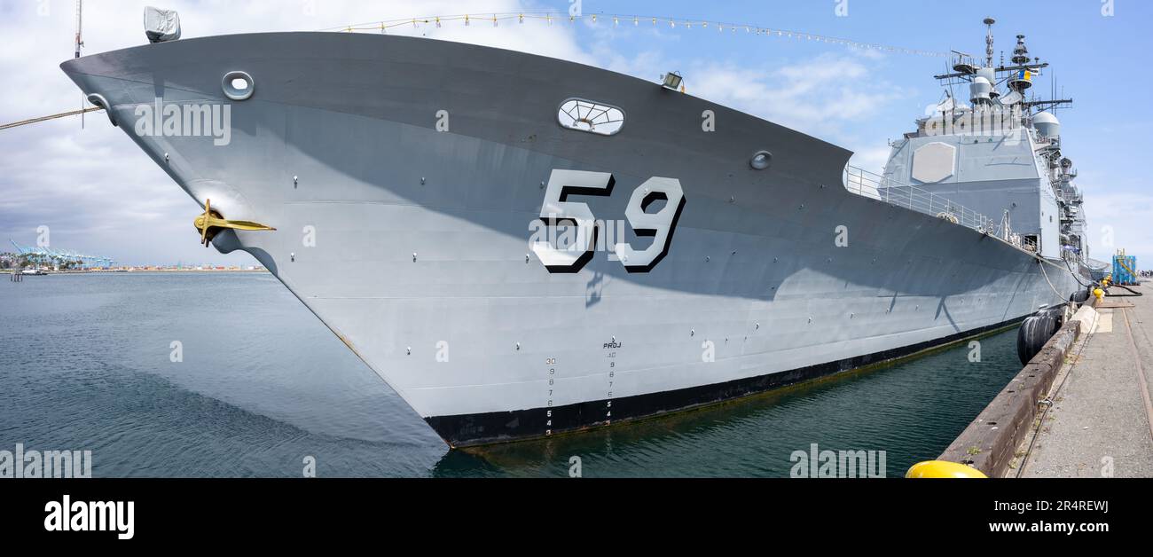 Navy Ship USS PRINCETON (CG-59) docked in the Port of Los Angeles Stock ...