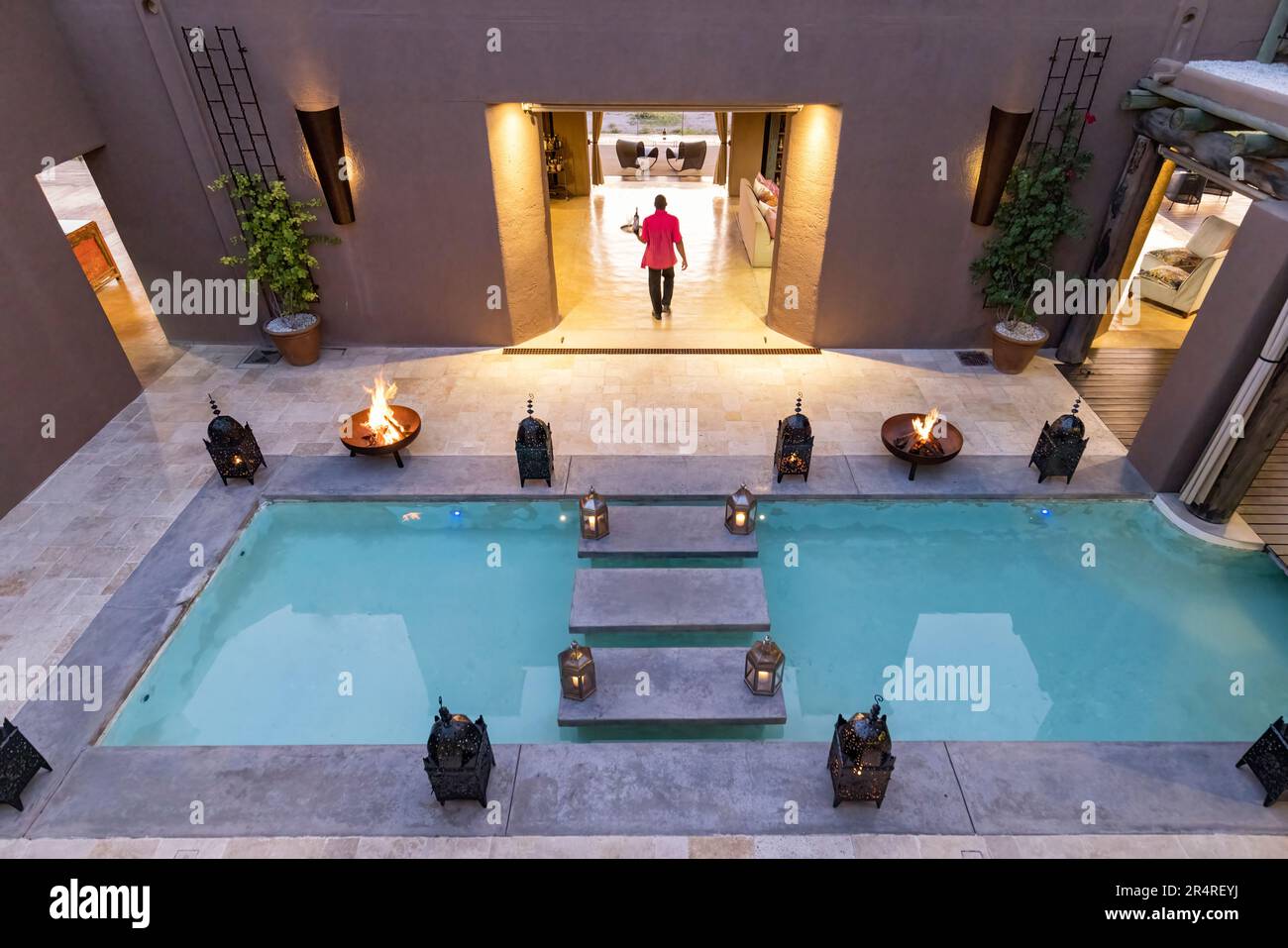 Central courtyard at Onguma The Fort, Onguma Game Reserve, Namibia ...