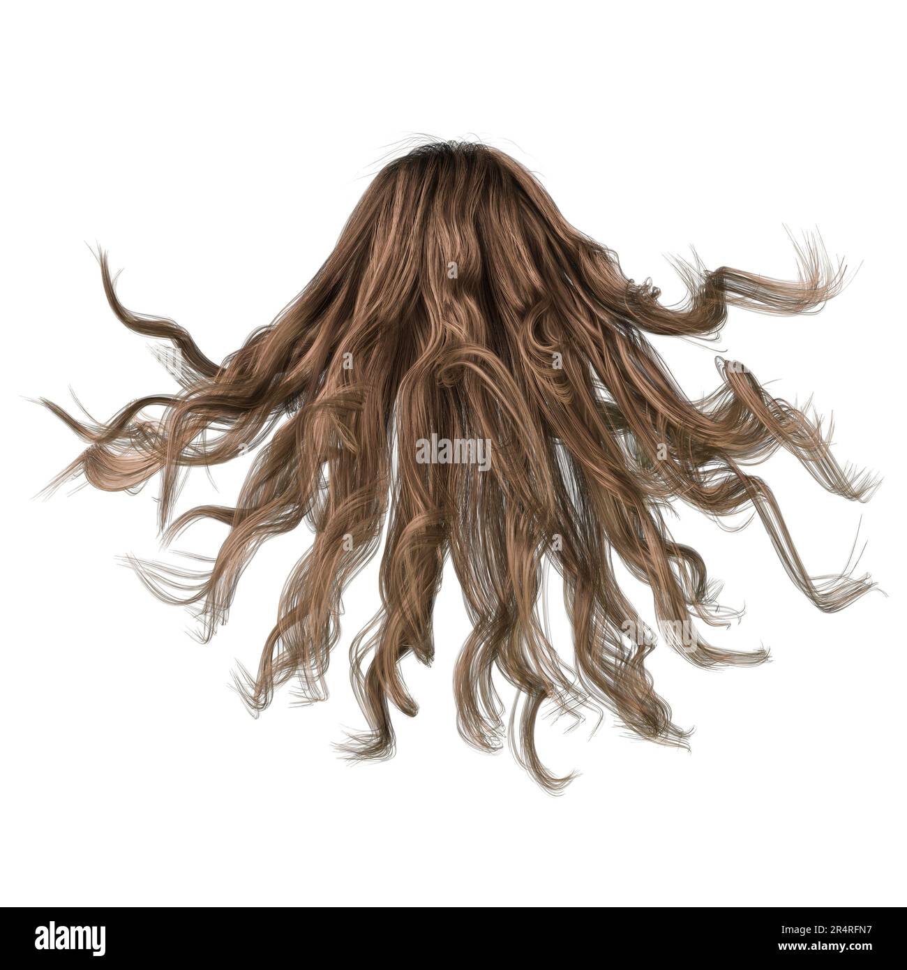Windblown long wavy hair on isolated white background, 3D Illustration ...