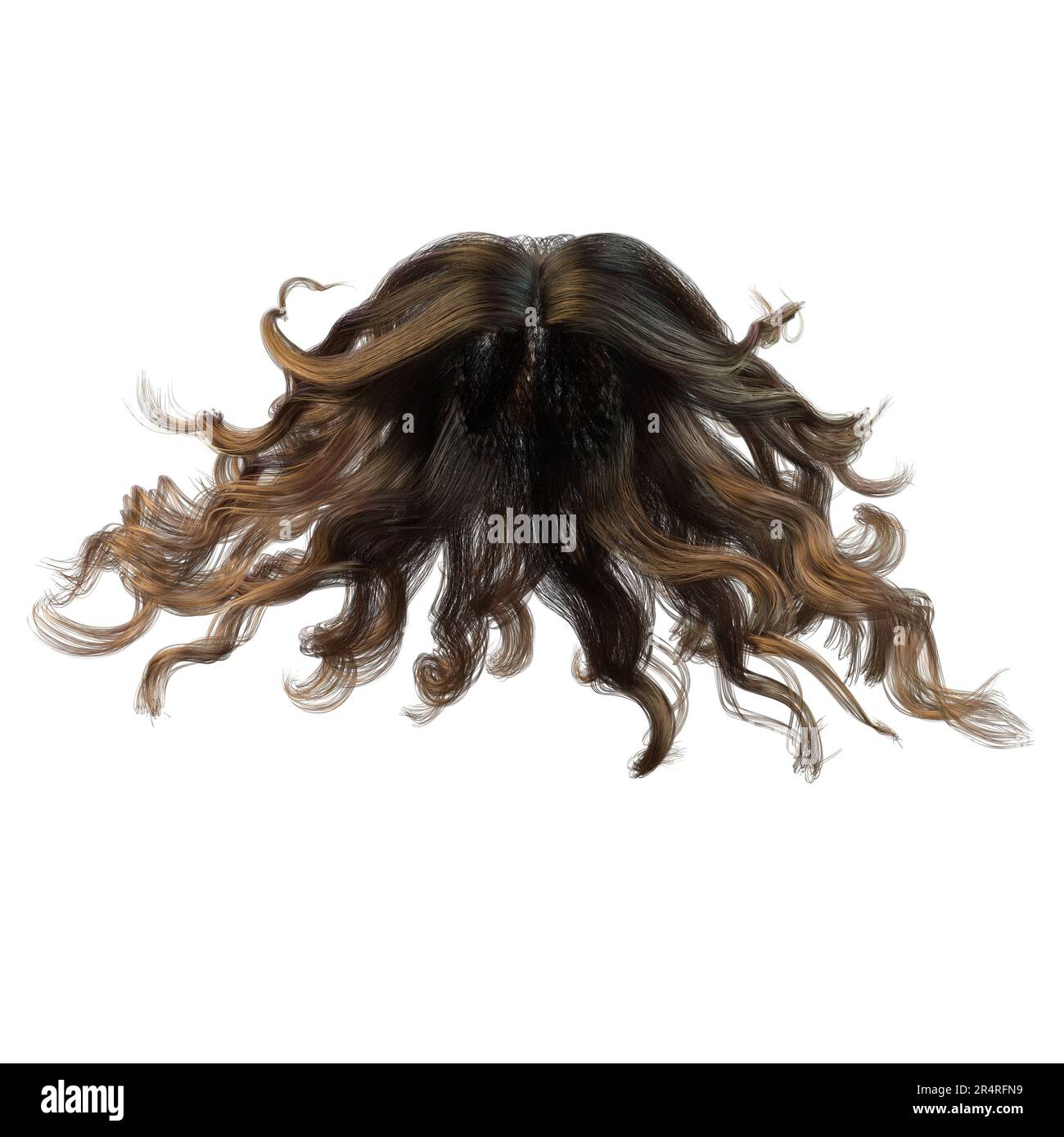 Windblown long wavy hair on isolated white background, 3D Illustration ...