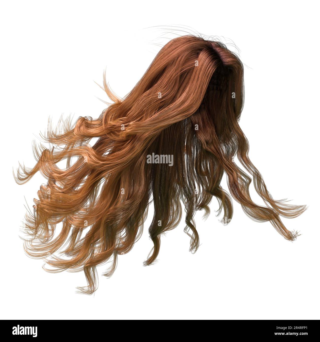 Windblown long wavy hair on isolated white background, 3D Illustration ...