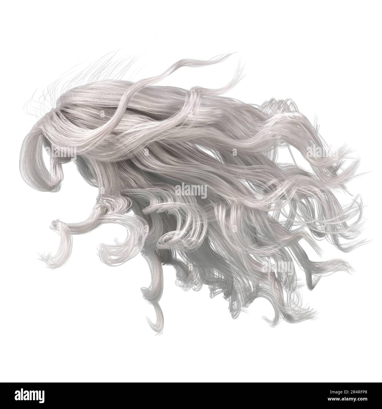 Windblown long wavy hair on isolated white background, 3D Illustration ...