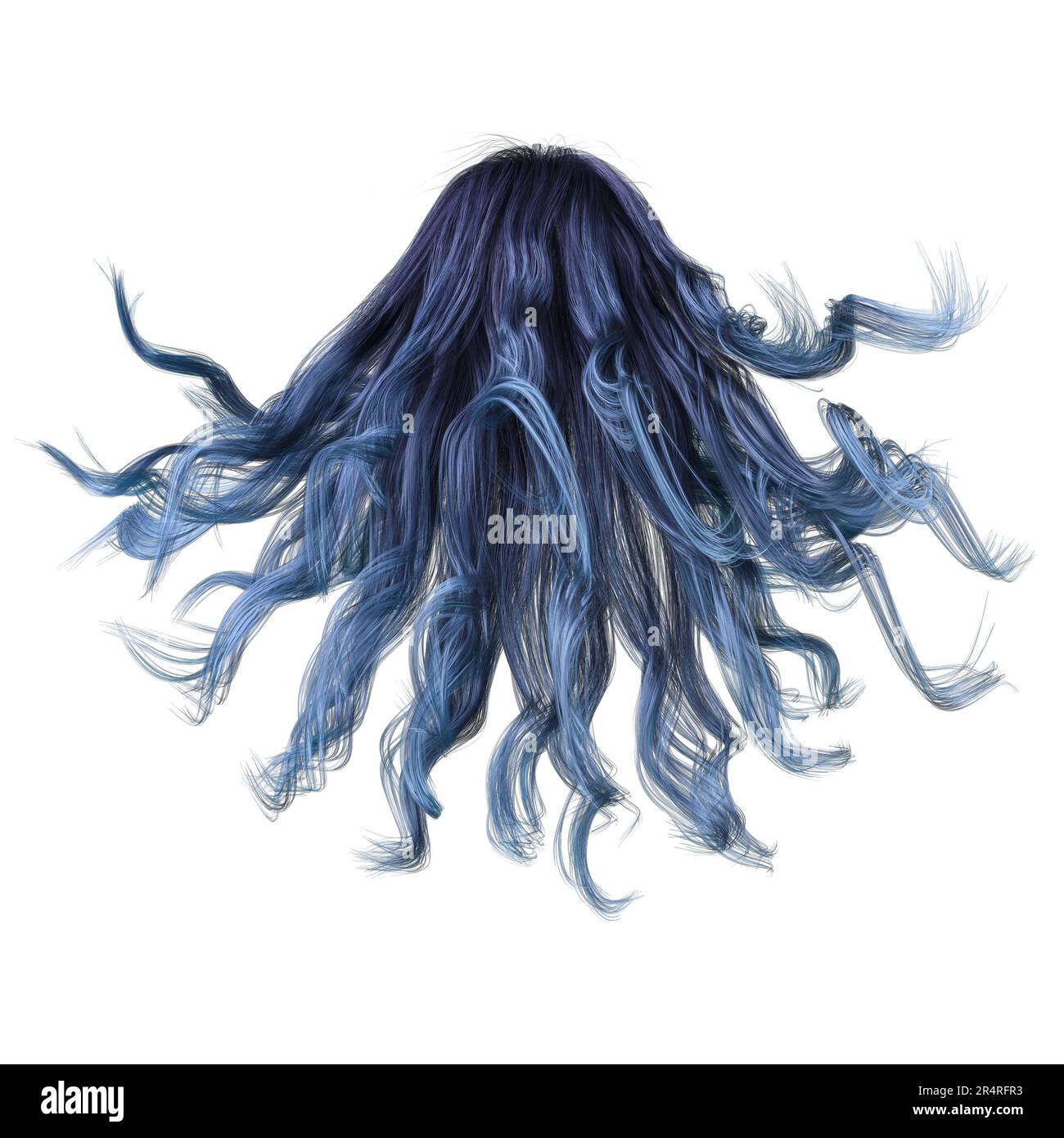 Windblown long wavy hair on isolated white background, 3D Illustration ...