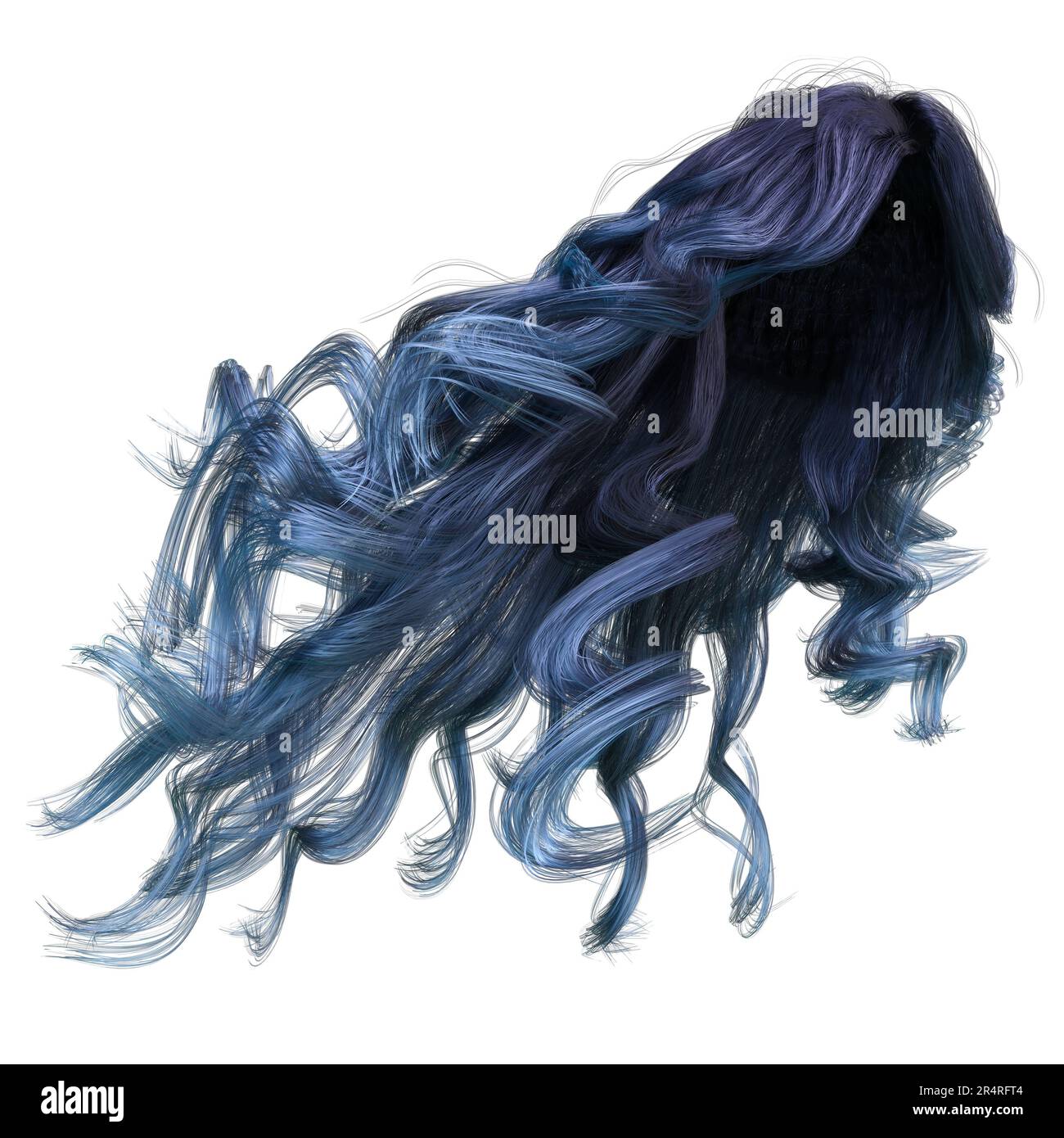 Windblown long wavy hair on isolated white background, 3D Illustration ...