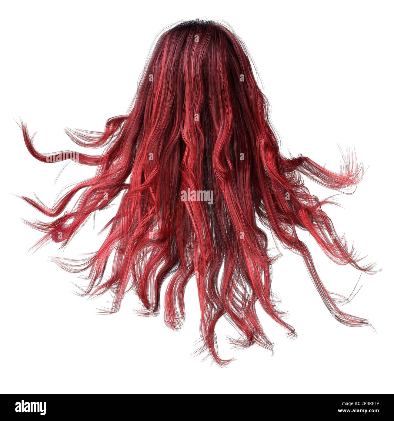 Windblown long wavy hair on isolated white background, 3D Illustration ...
