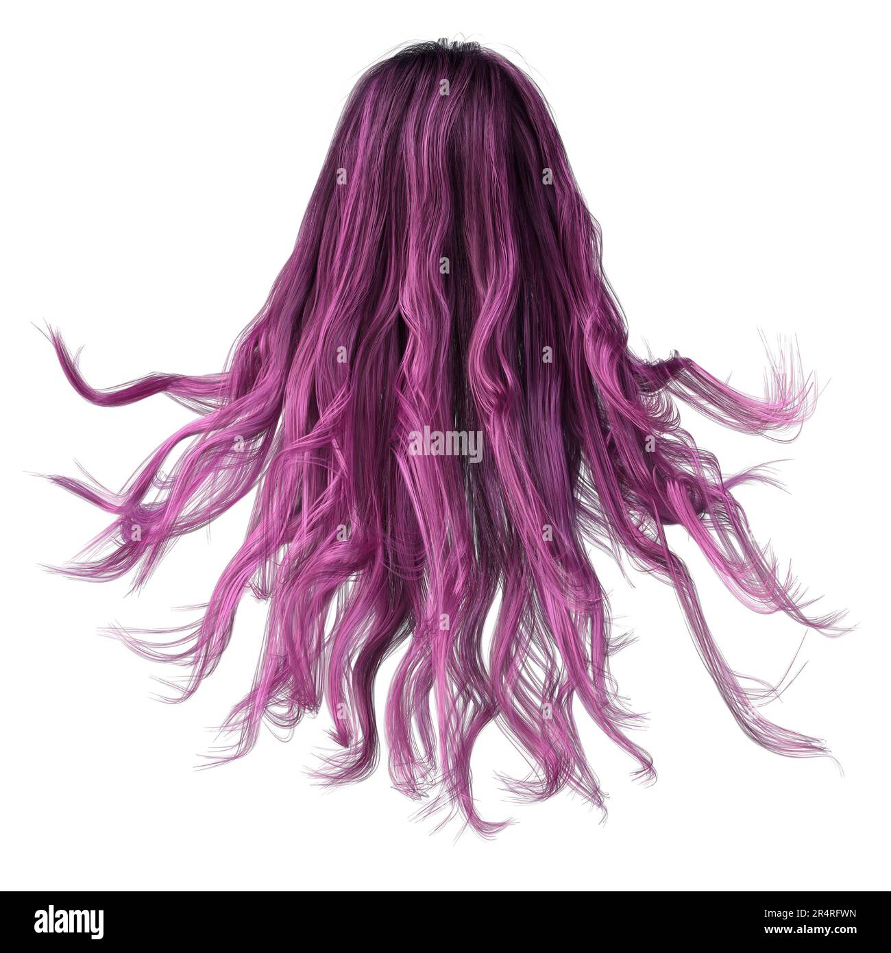 Windblown long wavy hair on isolated white background, 3D Illustration ...