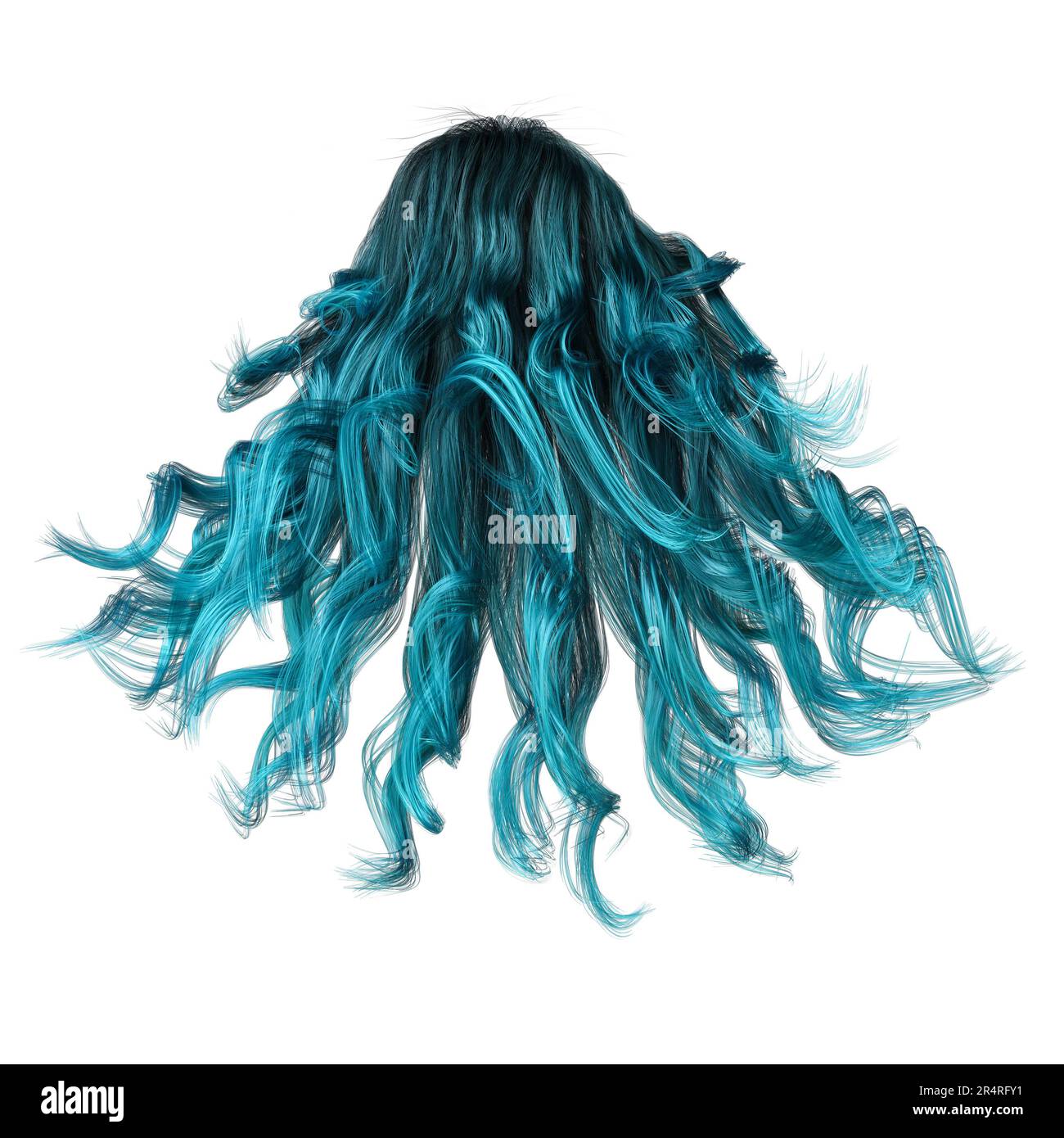 Windblown long wavy hair on isolated white background, 3D Illustration ...