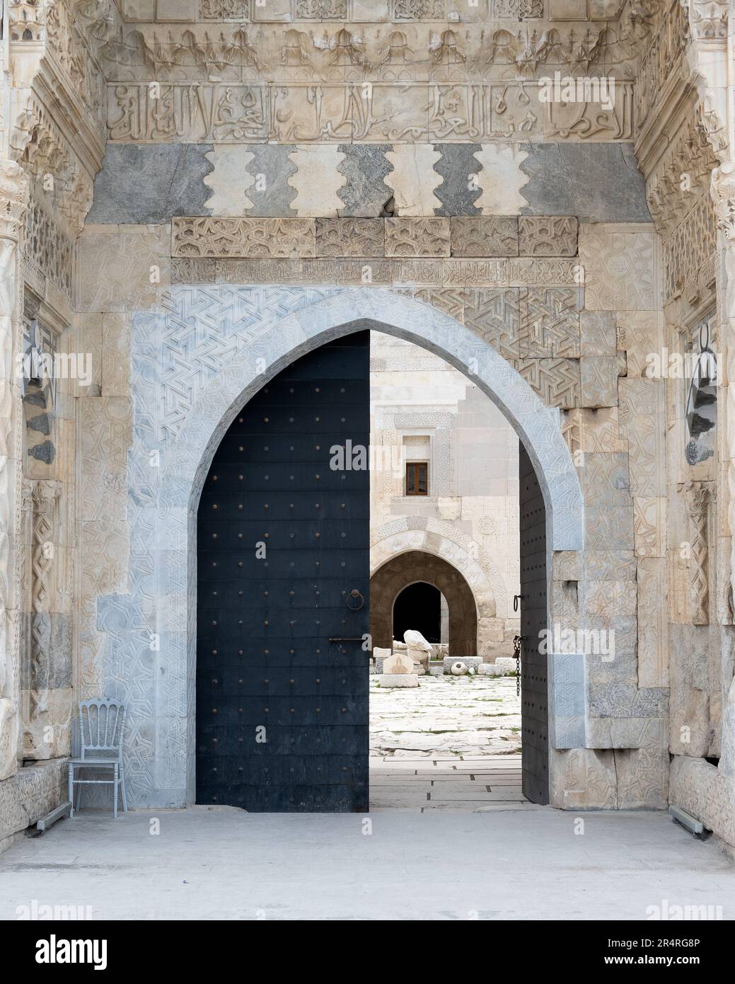 Looking through the main gate to the open-air courtyard of the ...