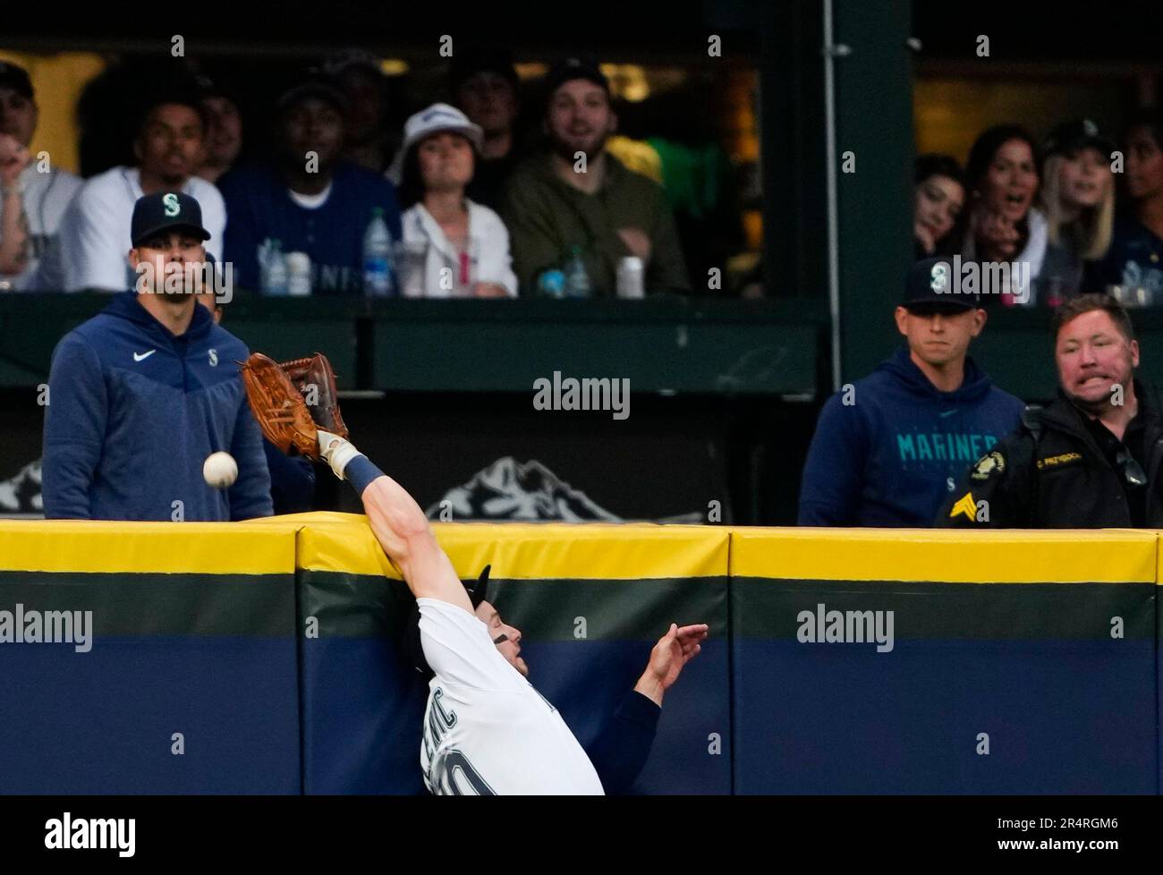 Seattle Mariners relief pitcher Matt Brash, left, watches from the ...