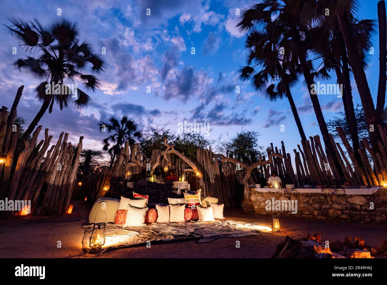Luxurious outdoor dining in the boma at Onguma Game Reserve, Namibia ...