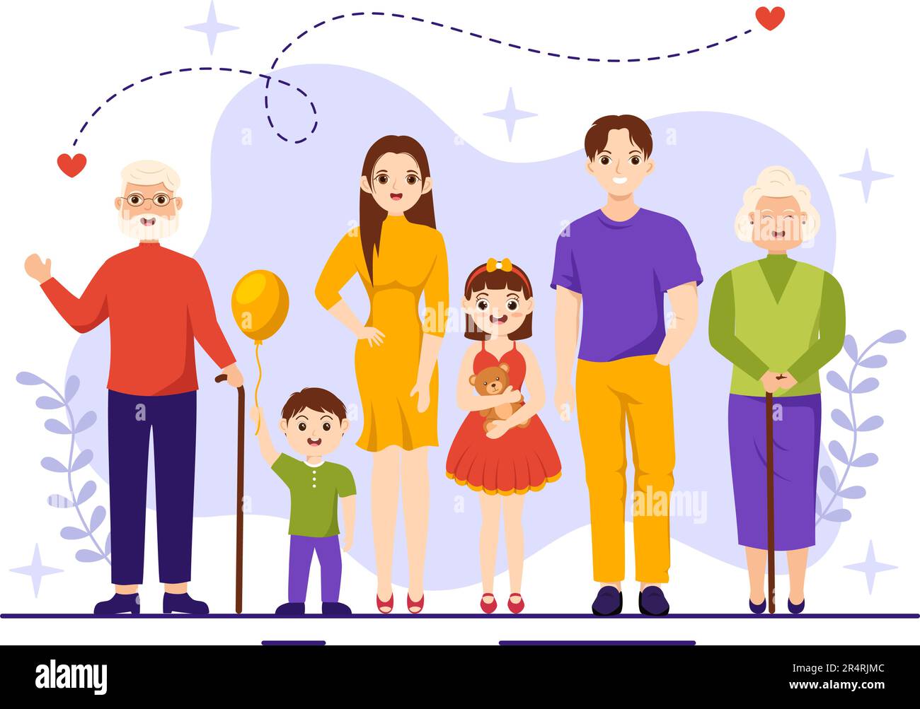 Family Values Vector Illustration of Mother, Father and Kids by Side ...