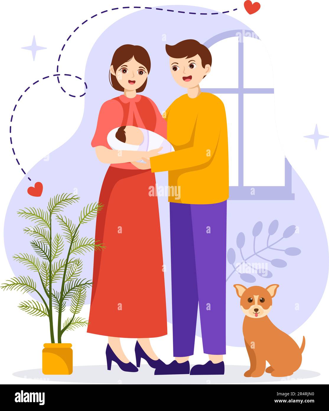 Family Values Vector Illustration of Mother, Father and Kids by Side ...