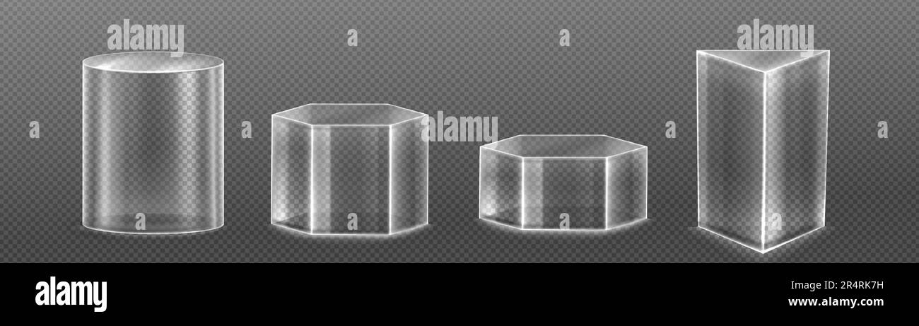 Realistic set of 3D transparent platforms isolated on background ...