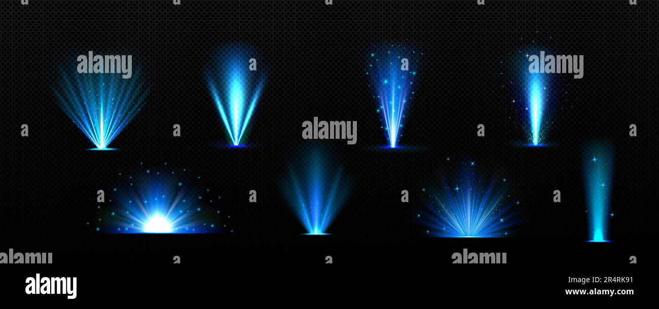 Blue explode glow with light ray and shine vector effect. Magic burst ...