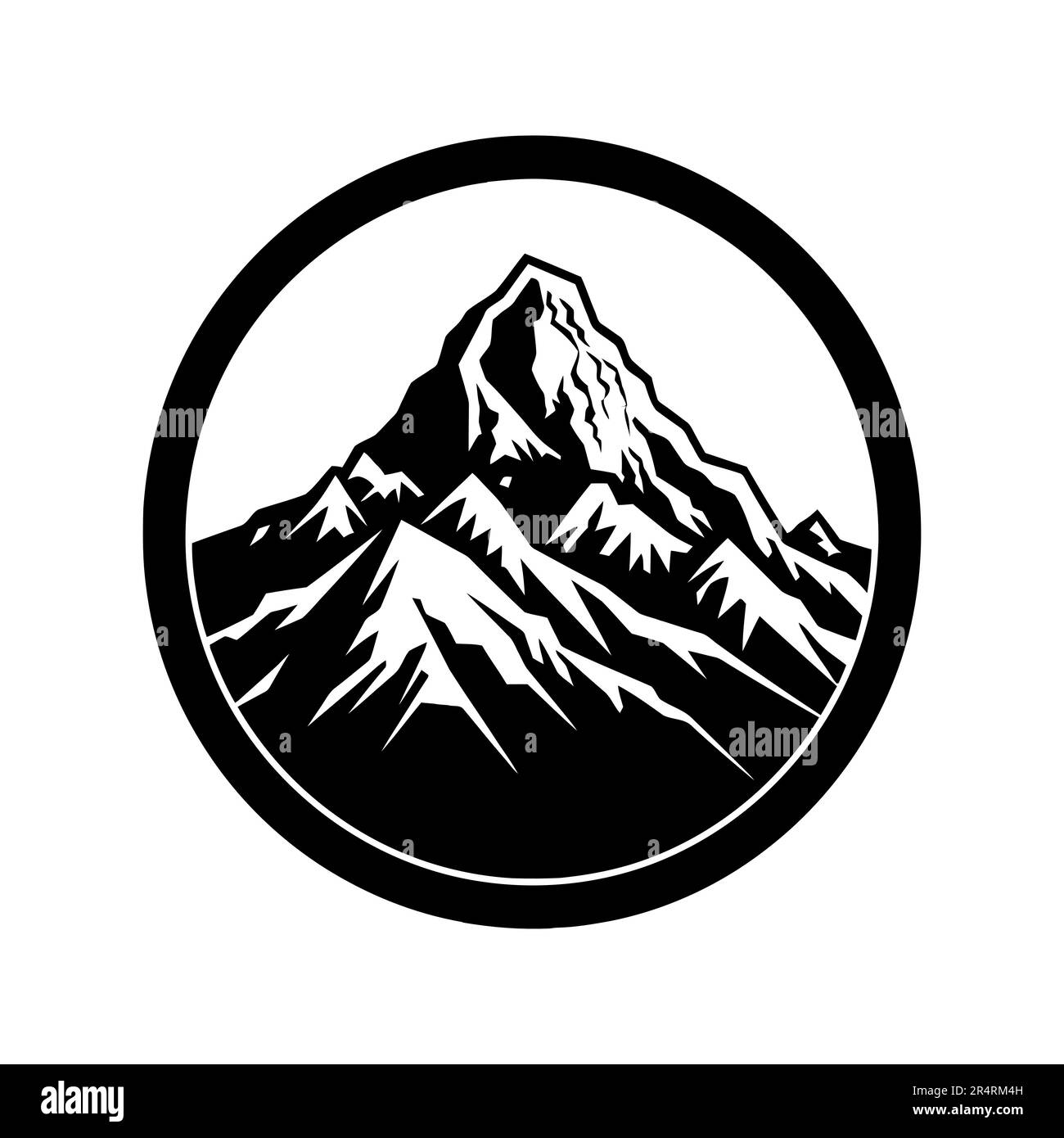 Mountain image. Hand drawn rocky peaks in flat style. Vector ...