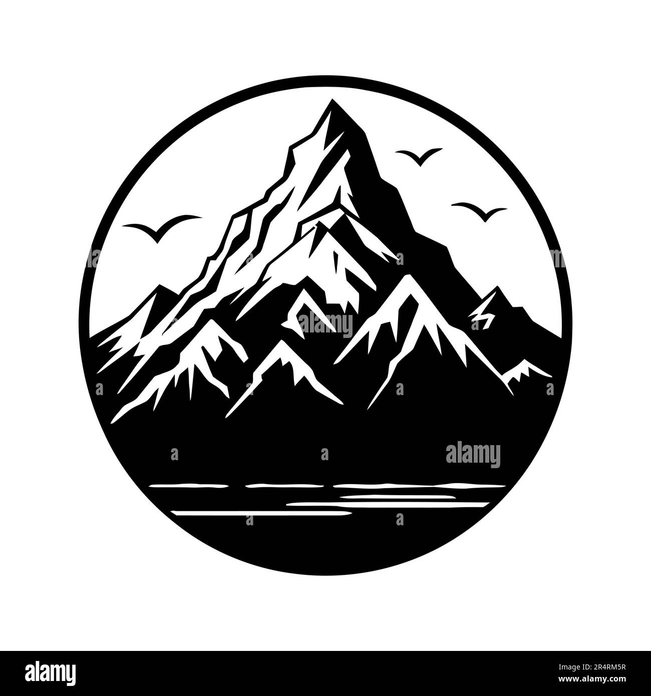 Mountain image. Hand drawn rocky peaks in flat style. Vector ...
