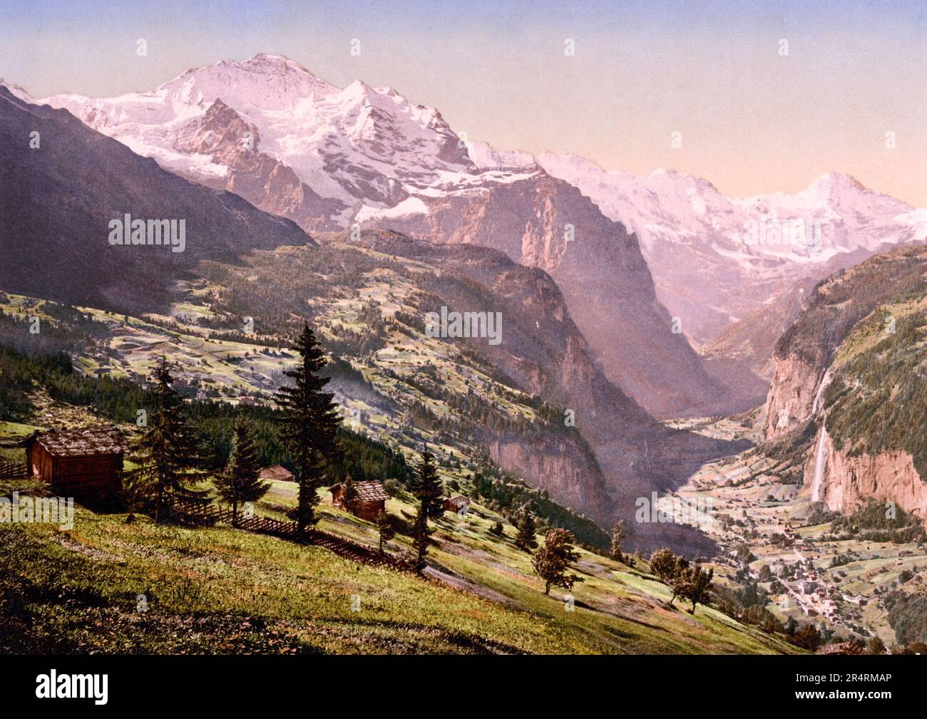 Lauterbrunnen Valley and Bernese Alps, Wengen, Bern, Switzerland 1890 ...