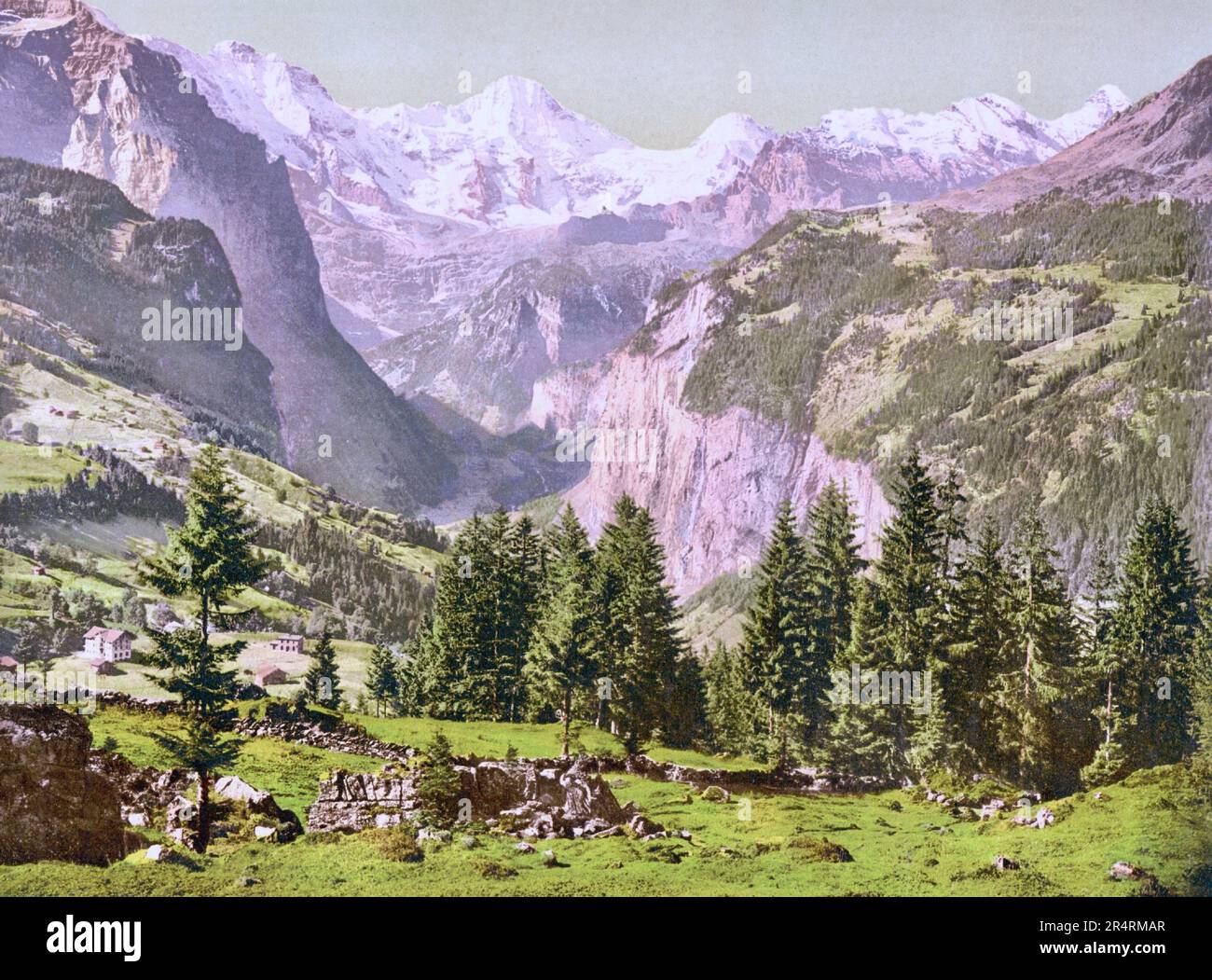 View of Breithorn from Wengen, Bernese Oberland, Bern, Switzerland 1890 ...