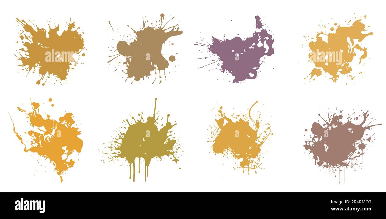 Splashes. Blotter spots set. Liquid paint splash or ink splatter ...