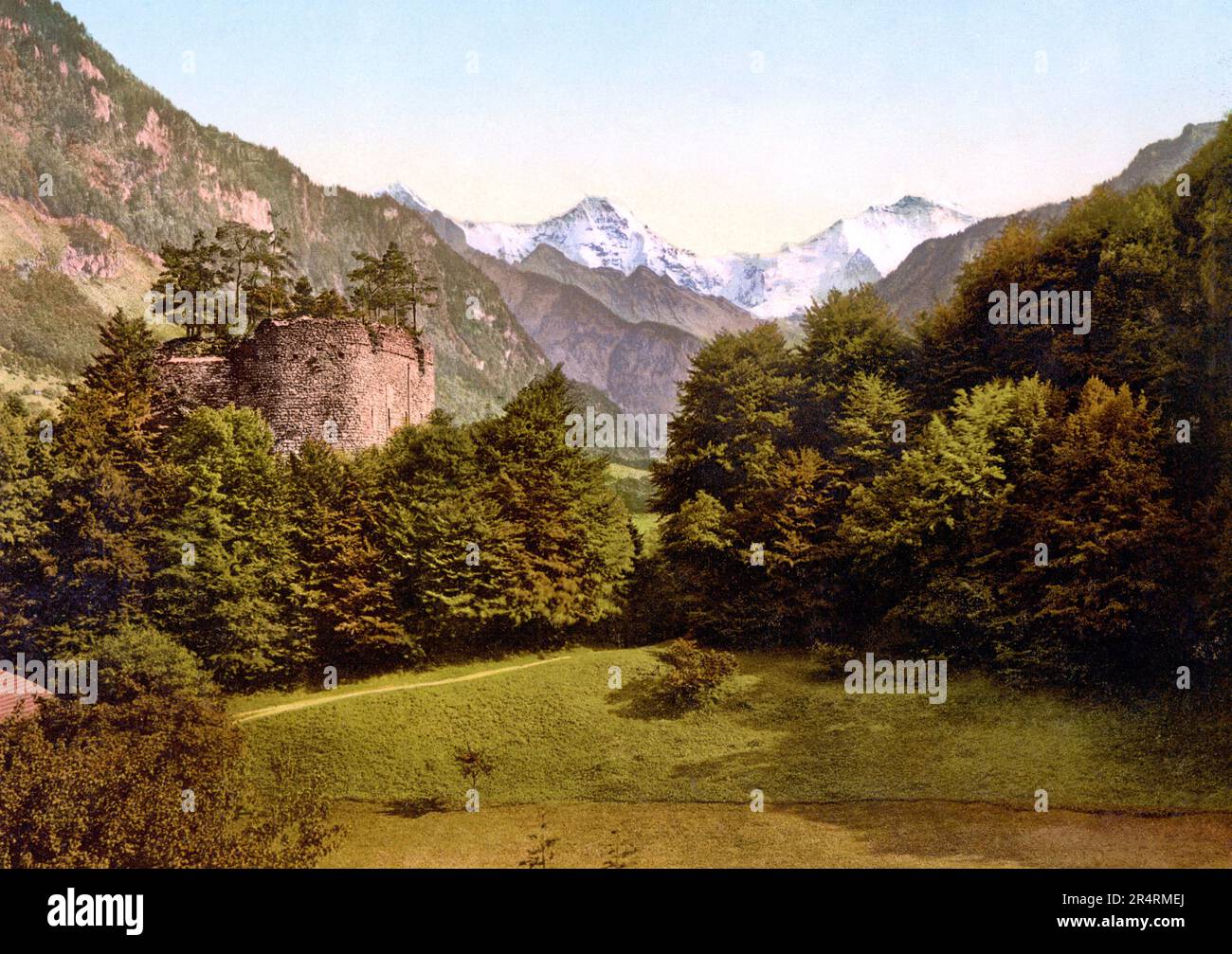 Unspunnen Castle, Wilderswil, Bernese Alps, Bern, Switzerland 1890 ...