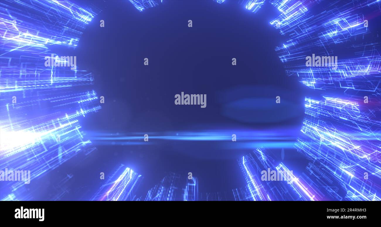 Abstract blue glowing circle energy futuristic computer digital hi-tech ...