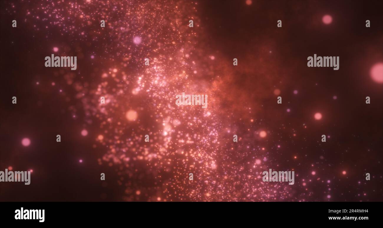Abstract red energy magic round particles round with bokeh effect ...