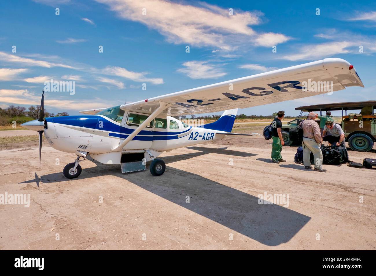 Northern Botswana - Sept 30, 2014. A small private charter plane sits ...