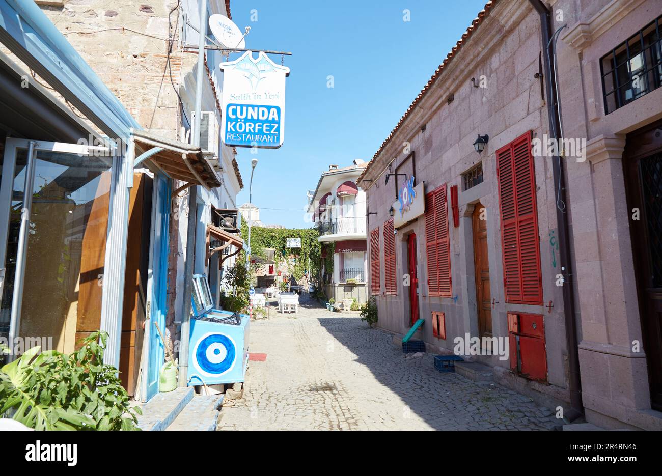 The scenic Cunda Island outside of Ayvalik, Turkey is a Greek town that ...