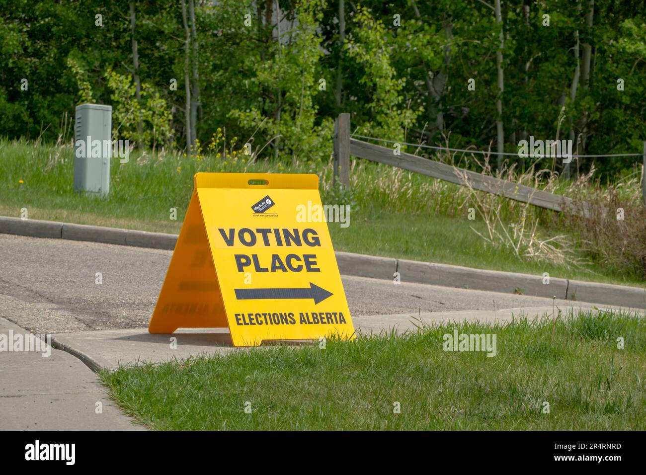 Calgary, Alberta, Canada. May 29. 2023. Side view to a Voting Place ...