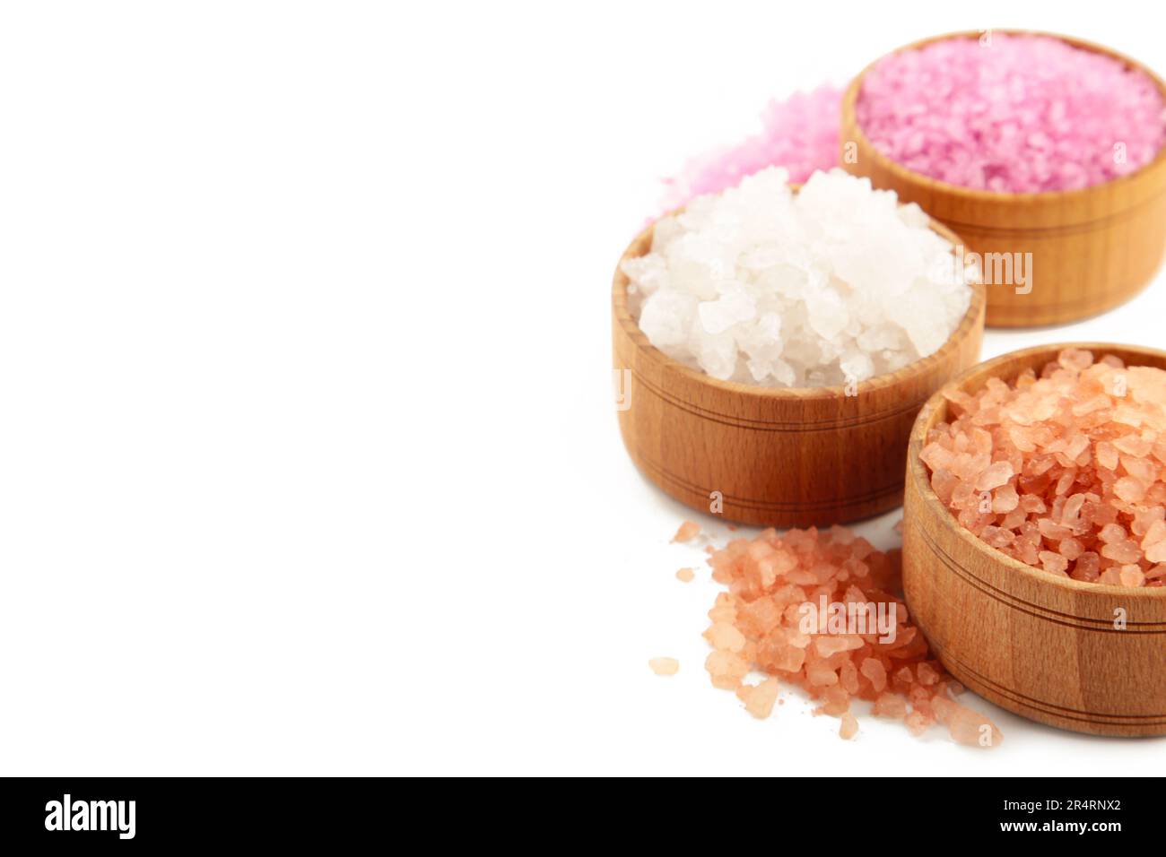 Different types of salt isolated on white background.Top view Stock ...