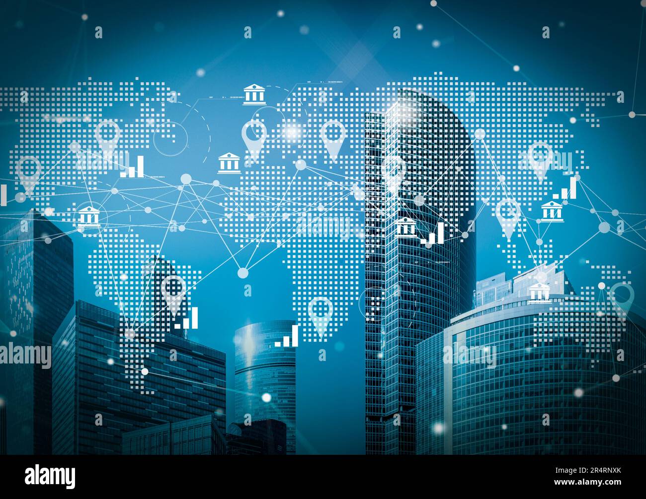 World global business background. Technology connect network map on ...