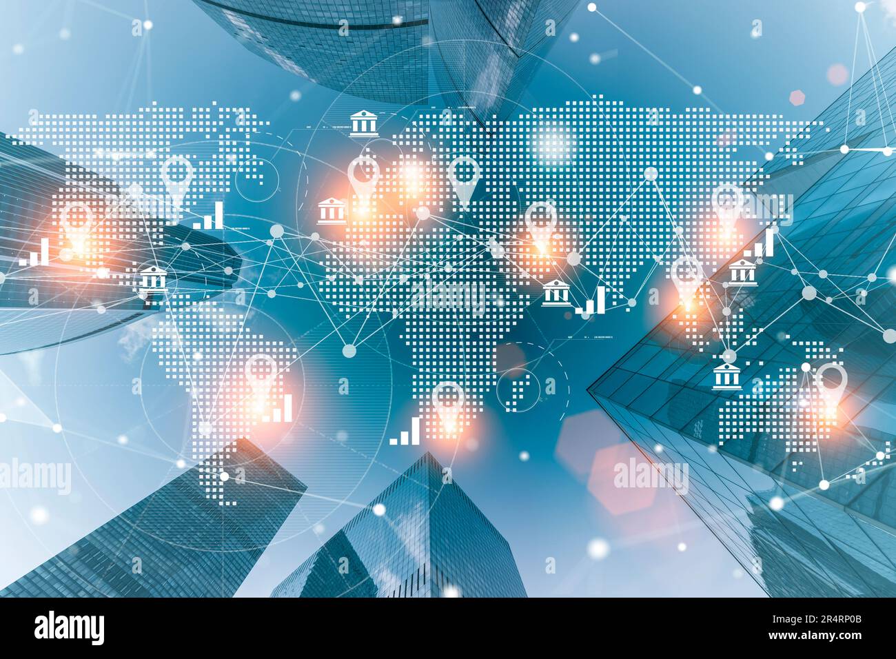 World global business background. Technology connect network map on ...
