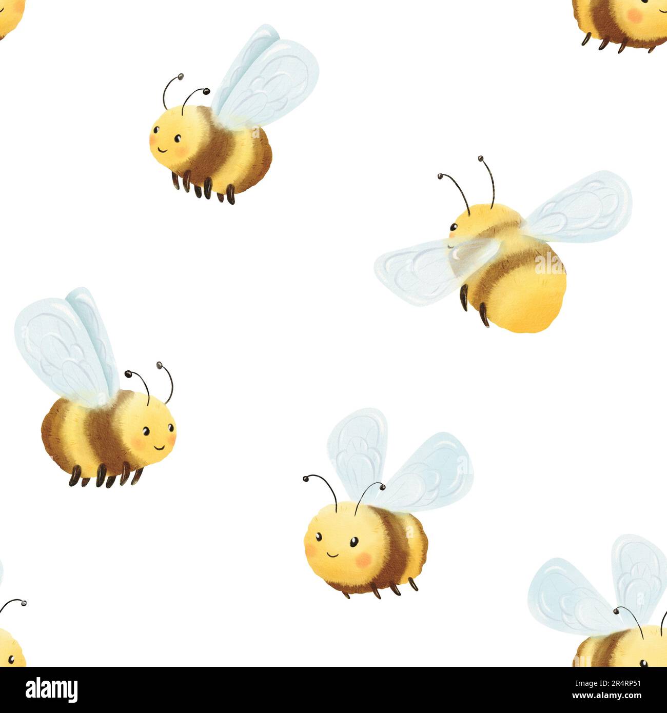 Seamless pattern of Child Funny cute black and yellow bee with their ...