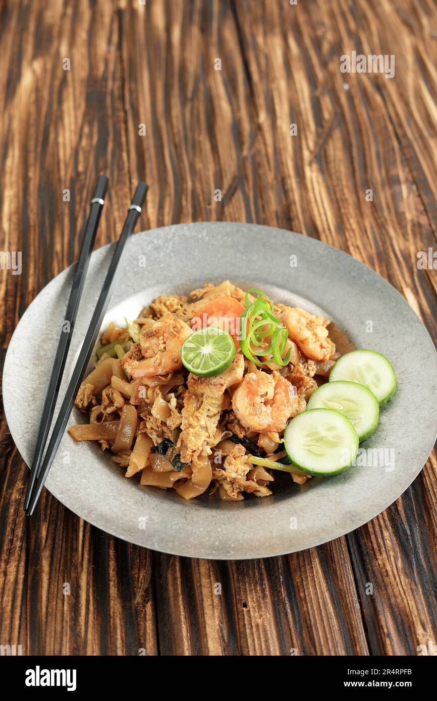 Char Kuey Teow or Kwetiaw with Big Prawn, Chinese Food Made from Stir ...
