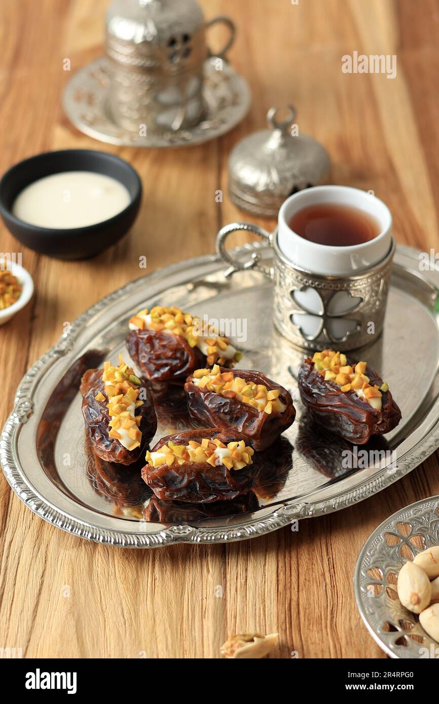Stuffed Dates Turkish Style Date with Pistachio, Served with Tea Stock ...