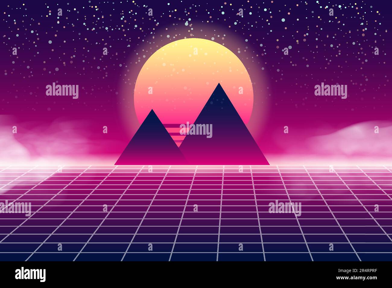 Synthwave retro banner vaporwave aesthetic background design Stock ...