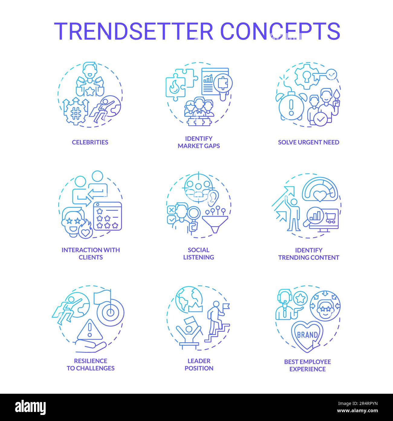 Trendsetter blue gradient concept icons set Stock Vector Image & Art ...