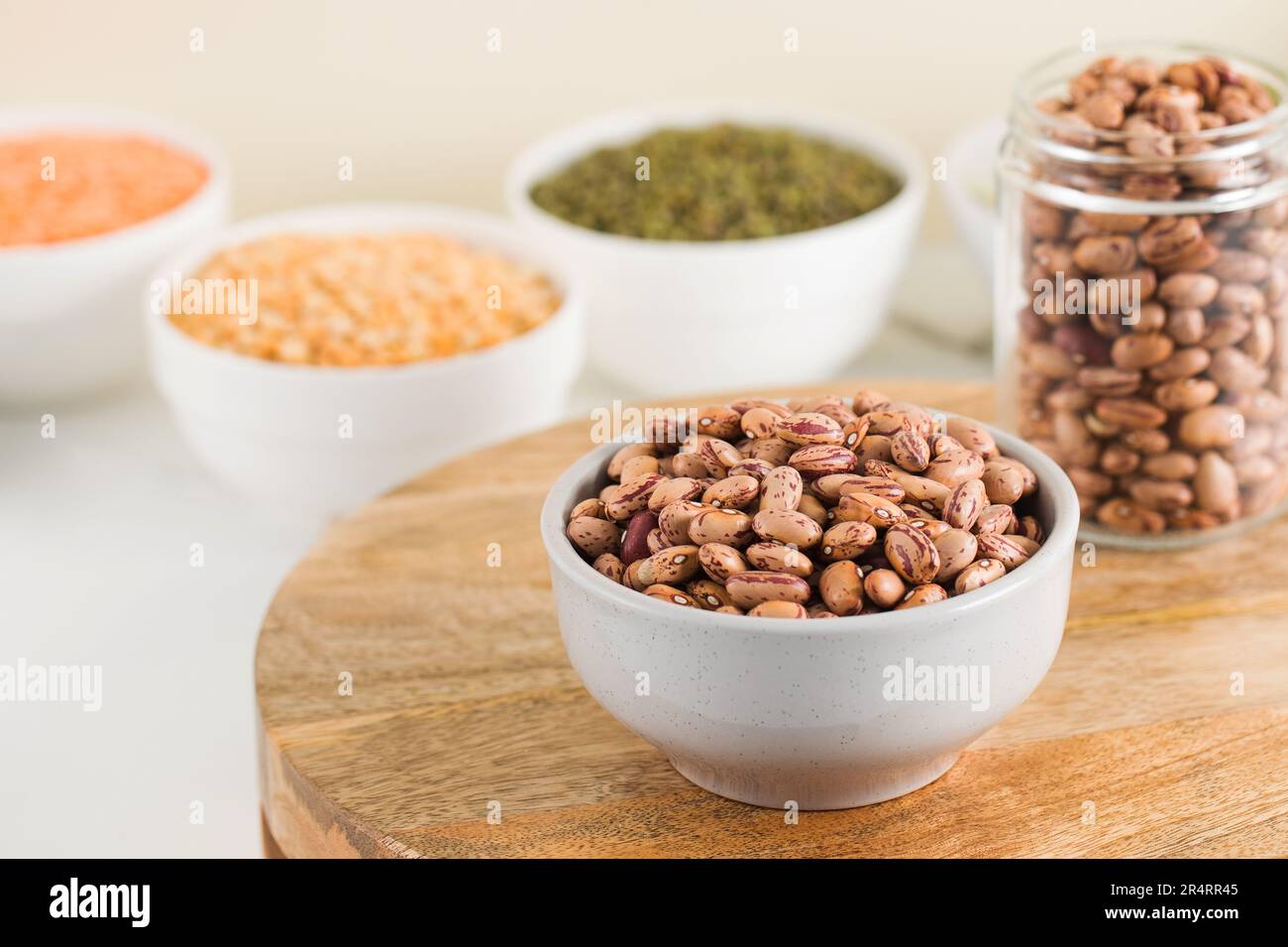 Raw pink beans in a bowl. Protein protein. Healthy eating Stock Photo ...