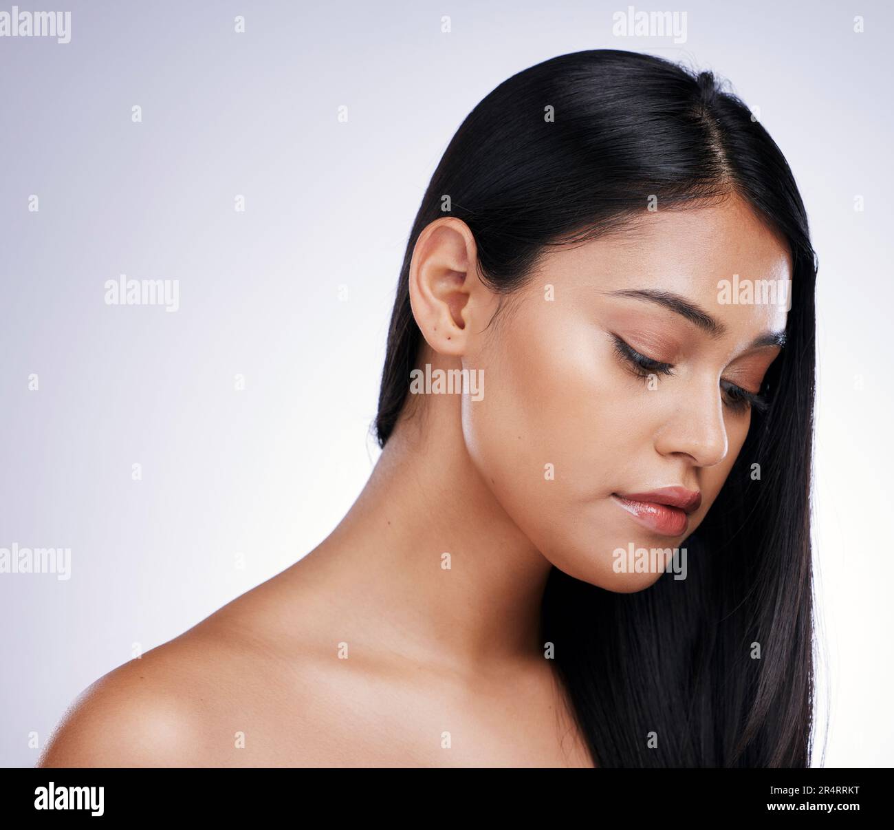 Hair care, beauty and mockup, woman with long hairstyle and luxury ...