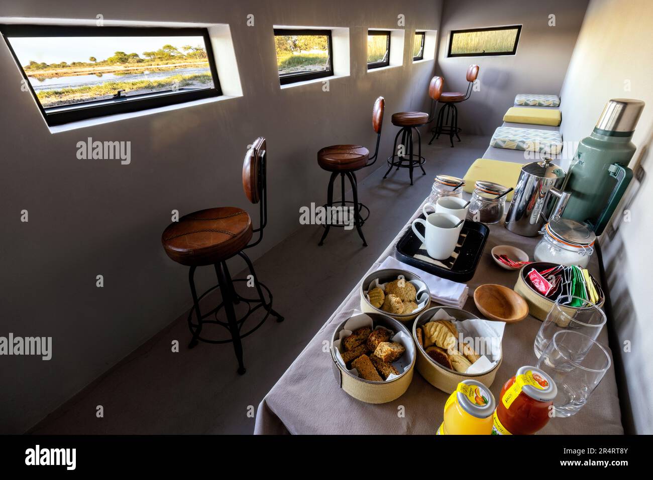 Inside the Onkolo Hide at Onguma Game Reserve, Namibia, Africa Stock ...
