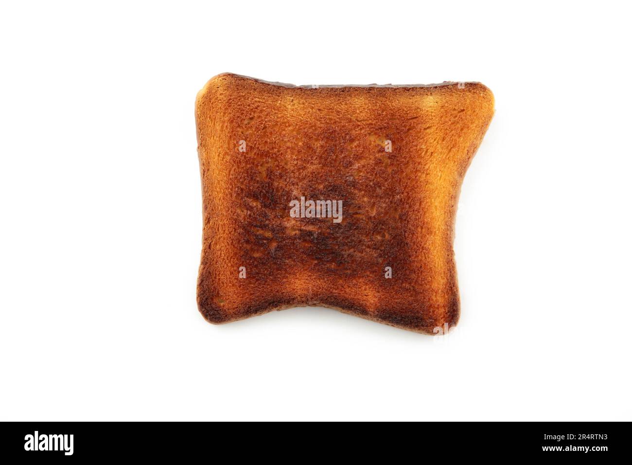 Burnt toast bread isolated on white background. Top view Stock Photo ...