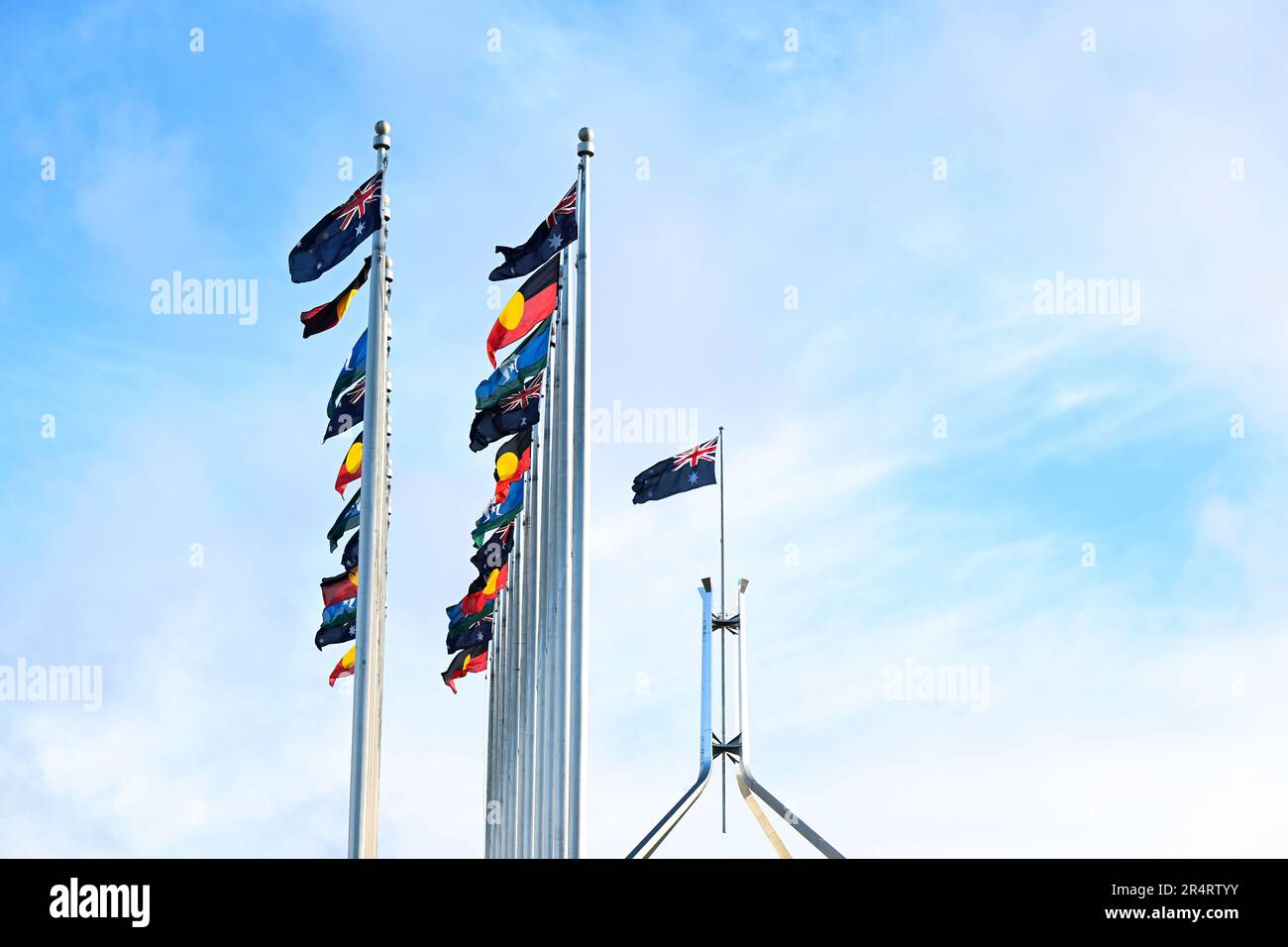 Canberra, Australia. 30th May, 2023. The flag pole of the Australian ...
