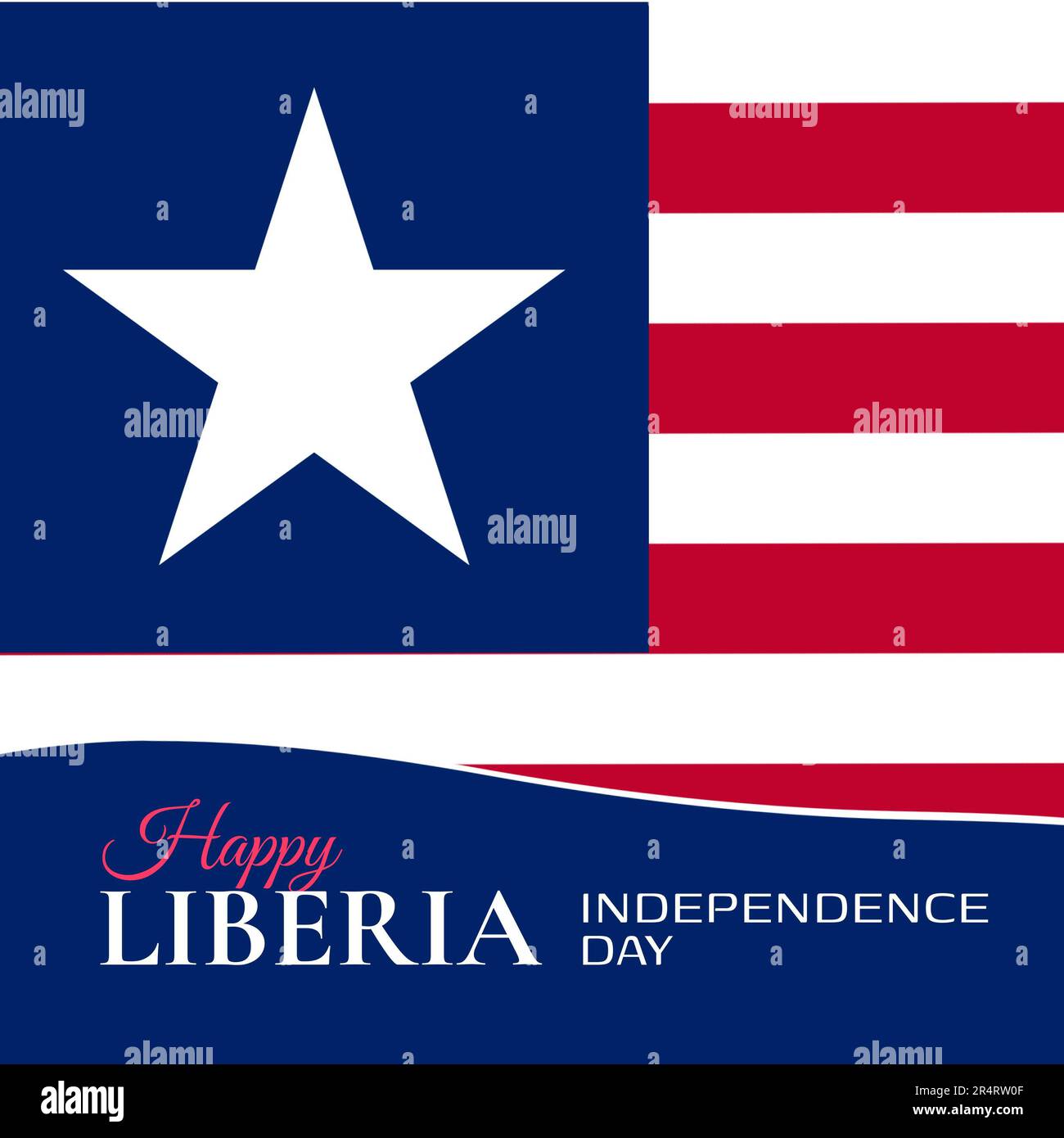 Happy liberia independence day text in red and white on blue, under ...