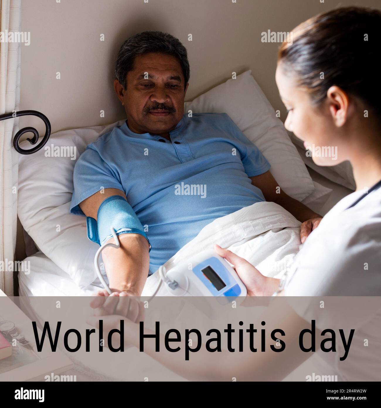 Composition of world hepatitis day text over biracial female doctor ...