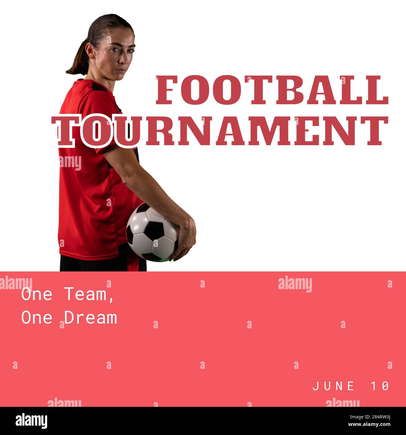 Composition of football tournament text over caucasian female soccer ...