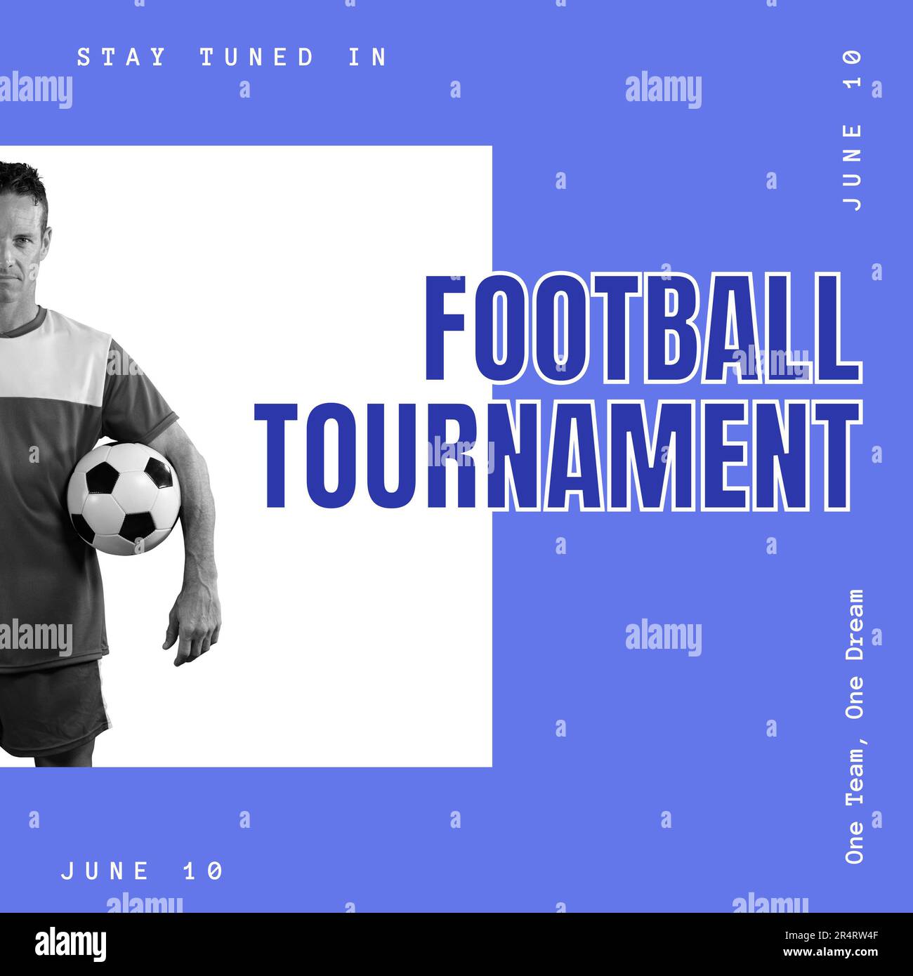 Composition of football tournament text over caucasian male soccer ...